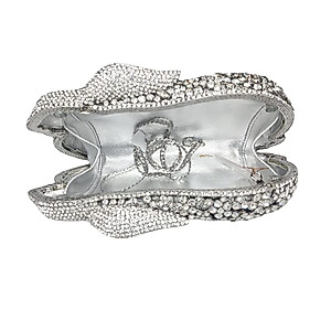 Rabbit Bunny Women Crystal Evening Bags and Clutches Formal Party Dinner Rhinestone Minaudiere Purse and Handbag (A)