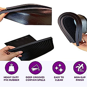 IMIYOKU Bar Mat Set of 3 Rubber Bar Service Spill Mat for Cocktail Bartender Coffee Bar or Countertop Mats Glass Drying Mat (Black, 18" x 12"+23" x 3"+12" x 6")