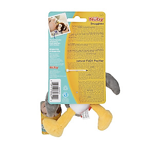 Nuby Calming Natural Flex Snuggleez Pacifier with Plush Combo Set for Cuddling with Comfort, Penguin