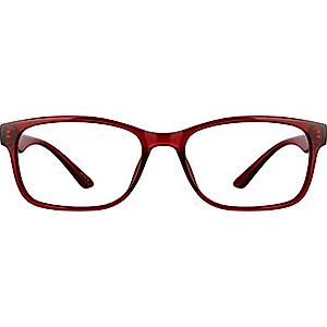 Zenni Blue Light Blocking Reading Glasses for Women and Men, Red Rectangle Fframe Light Eyewear, Durable Hinge, 2.00 Magnification