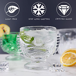 Gusnilo Tiki Glasses Tiki Cups Cocktail Glasses 17oz Bar Glasses Wine Glasses Cocktail Glass Set,Tiki Bar 500 Ml For Home Bar Party Mojito Glass For Cocktails Tiki Mug Bar Glassware 4pcs