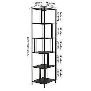 Henn&Hart 18" Wide Rectangular Bookcase in Blackened Bronze, for Home Office, Living Room