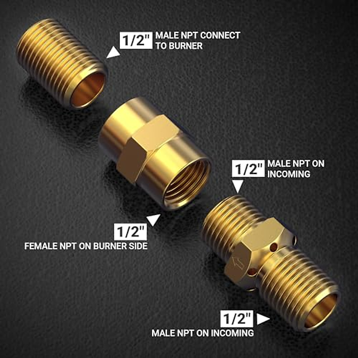 onlyfire 1/2" LP Air Mixer Valve for Propane Gas Fire Pits and Fireplace, 150K BTU High Capacity, Solid Brass Air Mixture