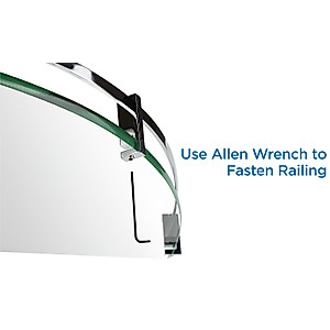 Mount-It! Glass Corner Shelf for Shower&Bathroom, Wall Mounted with Chrome Rail & 8mm Tempered Glass, 9.75 Inch