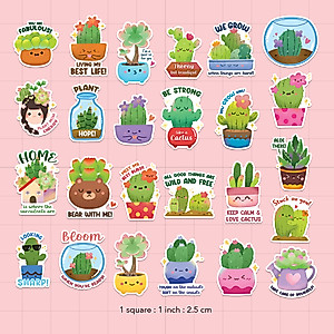 Navy Peony Lovable Cactus and Succulent Stickers (25pcs) - Waterproof, Child Proof House Plant Quote Stickers for Kids Craft, Laptop, Party Favors