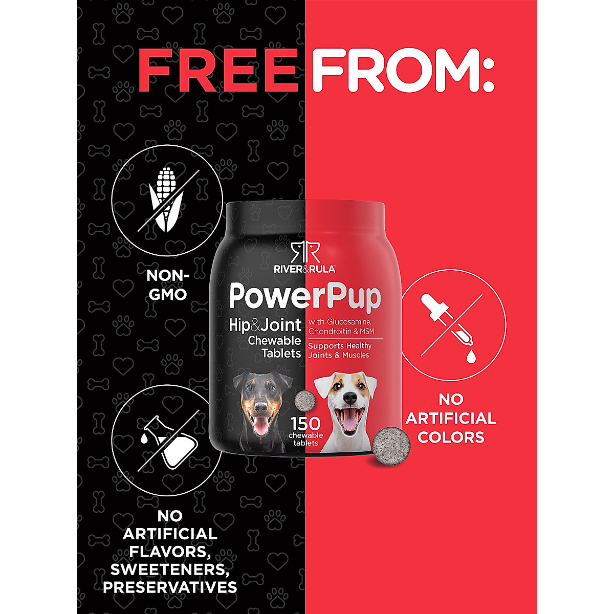 Horbäach Glucosamine for Dogs | 150 Chews | Hip and Joint Supplement for Dogs | Glucosamine, Chondroitin, MSM, Turmeric and More | Non-GMO & Gluten Free | by River & RULA