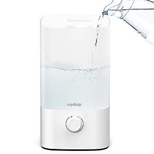 raydrop Humidifiers for Bedroom, 2.5L Top Fill Cool Mist Humidifiers for Home, Large Room, Baby, and Plant, Essential Oil Diffuser with Cycling 7 Color Lights, 360° Nozzle, Auto Shut-Off, White