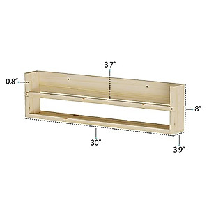brightmaison Polynez 30" Floating Shelves for Wall & Nursery Book Shelves, Kids Bookshelf for Wall Multiuse Wall Shelf Set of 2 Unfinished Floating ShelfUnfinished