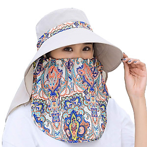 Women Sun Protection Hat Ponytail Neck Face Flap Cover Garden Summer Hats Travel Outdoor Fishing Visor Cap Chin Cord Sports M9099-mise