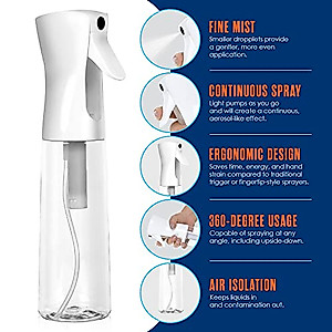 Houseables Continuous Spray Water Bottle, Water Hair Spray Bottle Mist 3PK, 12oz/355mL, Ultra Fine Mister, BPA Free, White Continuous Mist Spray Bottle, Hairspray Bottle Misting Spray Bottles For Hair