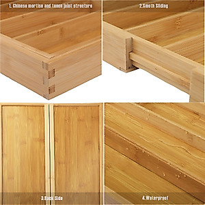 GOGOUP Bamboo Expandable Drawer Organizer for Utensils Holder, Adjustable Cutlery Tray Wood Drawer Dividers Organizer for Silverware Flatware Knives in Kitchen Bedroom Living Room