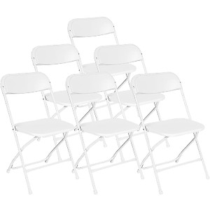 LUCKYERMORE 6 Pack White Plastic Folding Chair, Foldable Party Chairs, 330 lbs Capacity,Indoor Outdoor Folding Chairs,for Wedding Backyard Events Meeting House Festivals Dinner,Stackable