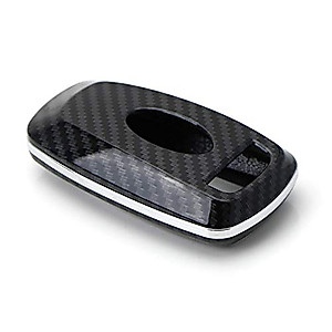 iJDMTOY Exact Fit Black Glossy Carbon Fiber Finish Key Fob Shell Compatible With Ford 2018-up Mustang F150 F250 Explorer Expedition Keyless Smart Key