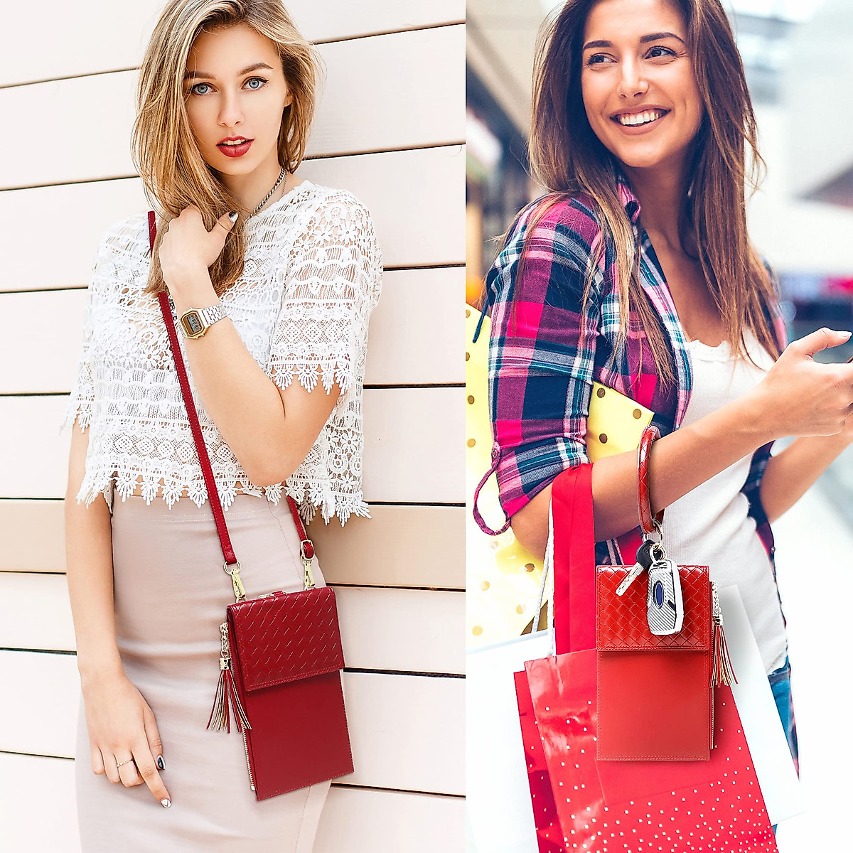 Badiya Small Crossbody Bag Cell phone Wallet Purse with Credit Card Holder for Women Bracelet Wristlet