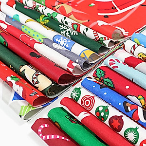Christmas Fabric Bundles, 20 Pcs Different Pattern Christmas Quilting Fabric, Fabric Squares with Snowman and Santa Christmas Cotton Fabric Sewing Crafting DIY Supplies(9.8 x 9.8 Inch/25 x 25 cm)