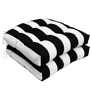 INFBLUE Outdoor/Indoor Wicker Seat Cushions All Weather 19 x 19 inches Outdoor Chair Pads,Black White,Set of 2 (Wicker Cushions)