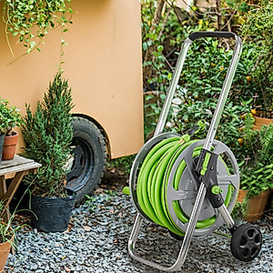 YESTAR Garden Hose Reel Cart Portable Hose Cart Hold 130 FT Hose Of 5/8 IN Heavy Duty Powder-coated Metal Water Hose Holder with Wheels For Outside Yard Lawn