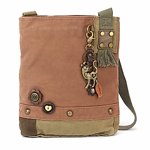 CHALA Patch Cross-Body Women Handbag, Canvas Messenger Bag, Metal Charming Slim Cat - Mauve