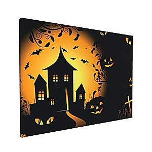 MSGUIDE Wall Art Canvas Halloween Haunted House Decorative Painting for Living Room Bedroom Office (16 Inch X 12 Inch X 1 Panel)