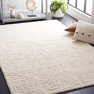 SAFAVIEH Casablanca Collection Area Rug - 8' x 10', Ivory, Handmade Stripe Wool 0.8-inch Thick, Ideal for High Traffic Areas in Living Room, Bedroom (CSB792A)