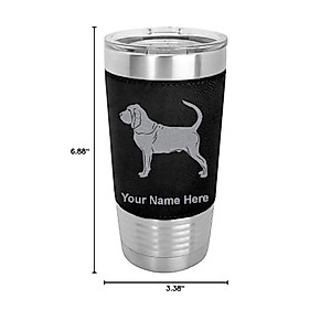 LaserGram 20oz Vacuum Insulated Tumbler Mug, Bloodhound Dog, Personalized Engraving Included (Faux Leather, Black)