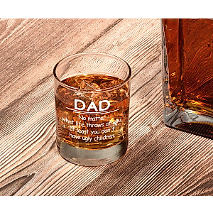 Triwol Funny Birthday Gifts for Dad from Daughter Son Kids, Dad No Matter What/Ugly Children Whiskey Glass Gift for Men Set, Novelty Father's Day Present Ideas for Father, Bourbon Scotch Glass Gift