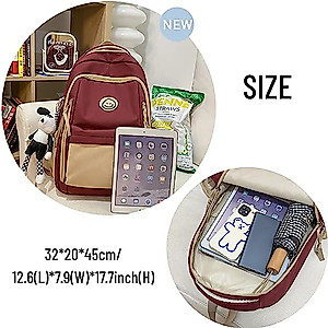 srdmuph Kawaii Backpack with Cute Accessories Pendant Travel Casual Daypack Large Outdoor Laptop Bag Waterproof (Black)