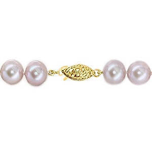14K White Gold or Yellow Gold AAAA Pink Freshwater Cultured Pearls Silk-Knotted 18inch Princess Pearls Strand Necklace - Choice of Pearl Size & Clasp Gold Color (Yellow Gold, 7.0-7.5mm)
