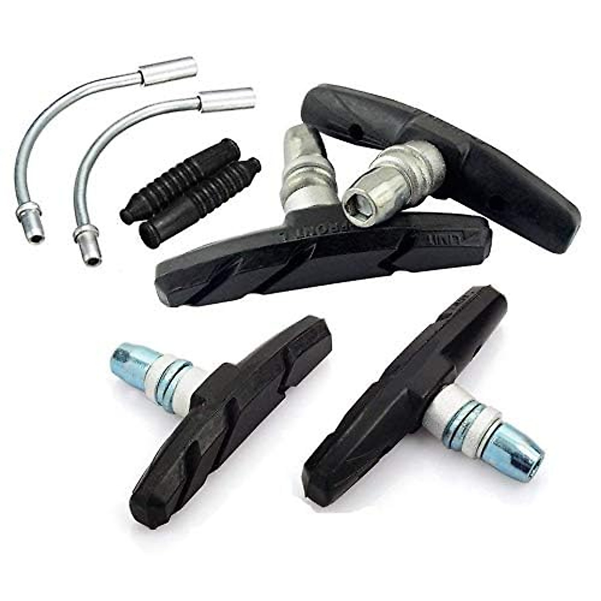 Star-Art Bike Brake Pads Brake Kit Brake Shoes Pads Cable Guide Protector 8 in One 70mm Bicycle V-Brake Pad Set Work for All Shimano Sram MTB V-Brake System 2pairs(4 Pieces) (Black)