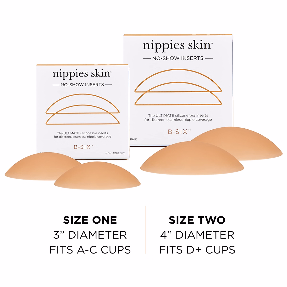 Nippies Non-Adhesive Bra Liner Nipple Covers for Women – Reusable Silicone No-Show Inserts Bra Pad Enhancements with Travel Box - Caramel