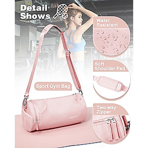 Small Gym Bag for Women,Waterproof Workout Bag Mini Duffle Bag Womens Spotrs Gym Bags Small Travel Duffel Bag with Wet Pocket Carry on Weekender Bags for Dance Swimming,Gym,Yoga,Fitness Pink