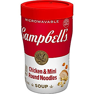 Campbell's Sipping Soup, Chicken & Mini Round Noodle Soup, 10.75 Oz Microwavable Cup (Case of 8)