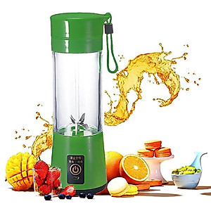 Generic Portable Blender USB Rechargeable Best Personal Blender for Shakes and Smoothies, with 4 Ultra-sharp Blades for Travel, Office & Sports (Green), SMALL