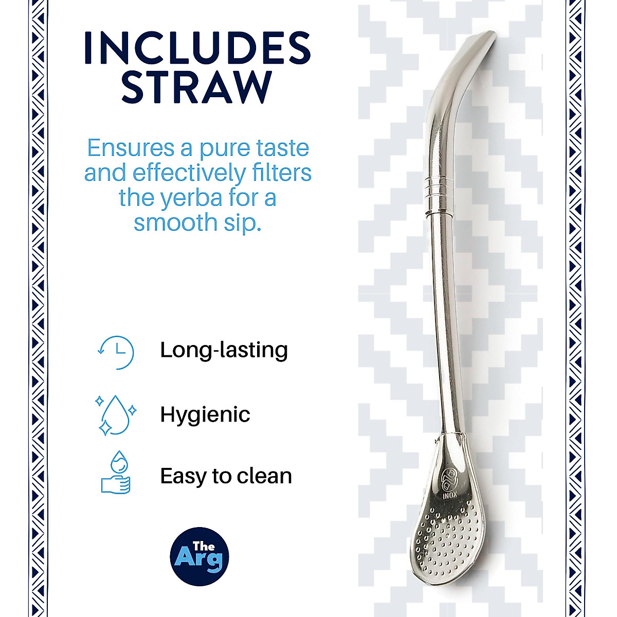 THEARG | Yerba Mate Gourd Set with Stainless Steel Straw | Handmade Leather Yerba Mate Cup and Bombilla Set from Argentina - Beach Essentials - Idea for Gifts | Travel Cup Mate