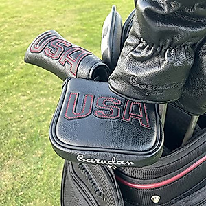 Barudan Golf Black Putter Headcover Covers Cover for Blade Style Putters, Magnetic USA Flag Blade Putter Headcovers with Magnet for Men