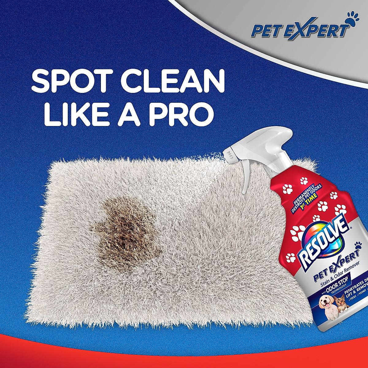 Resolve Pet Expert Carpet Spot & Stain Remover Spray, Pet Stain and Odor Remover, Carpet Cleaner, 22oz (Pack of 2)