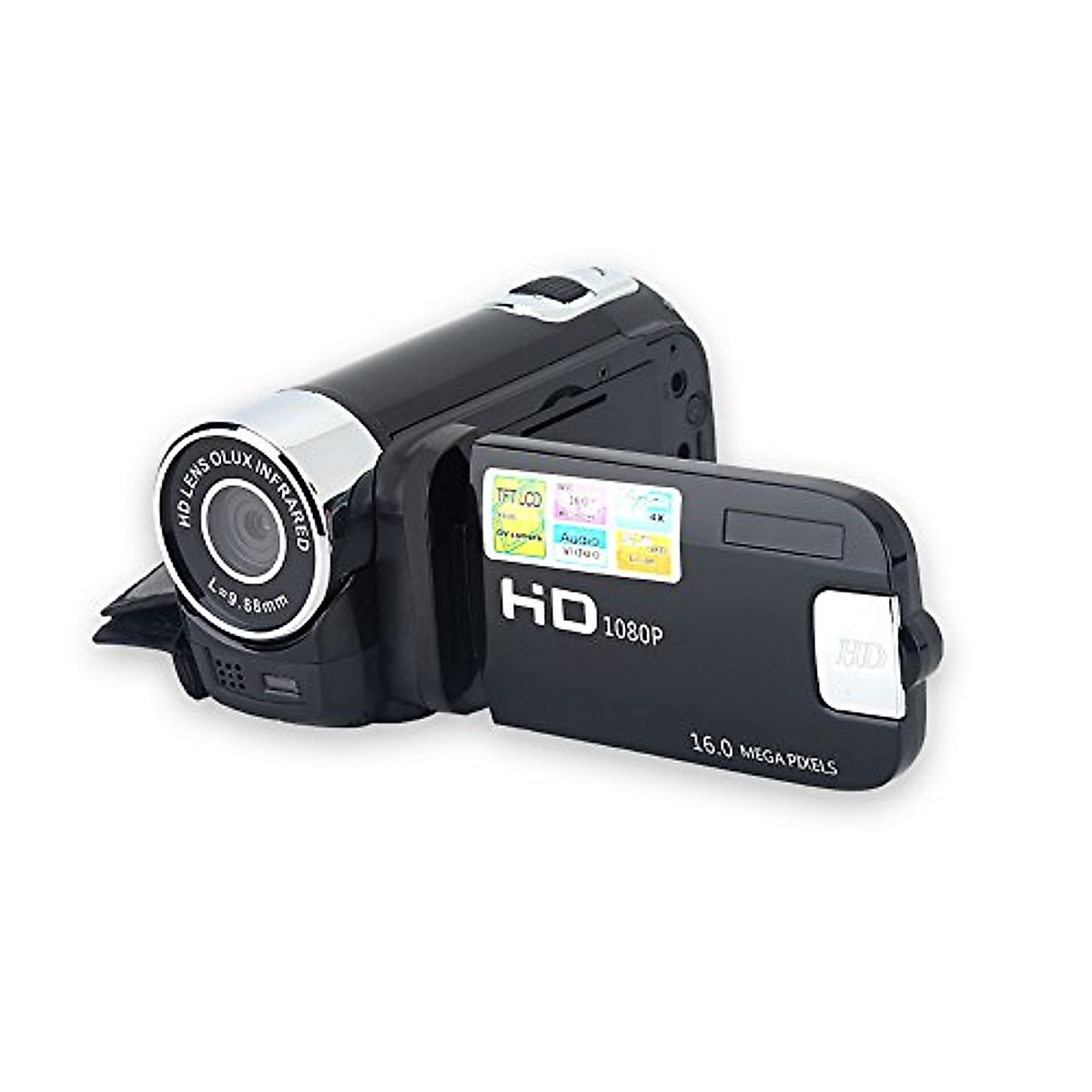 fosa Camera Camcorder, Portable Digital Video Camcorder Handy Camera Full HD 270° Rotation 1080P 16X High Definition Digital Camcorder Video DV Camera Great Kids(Black)