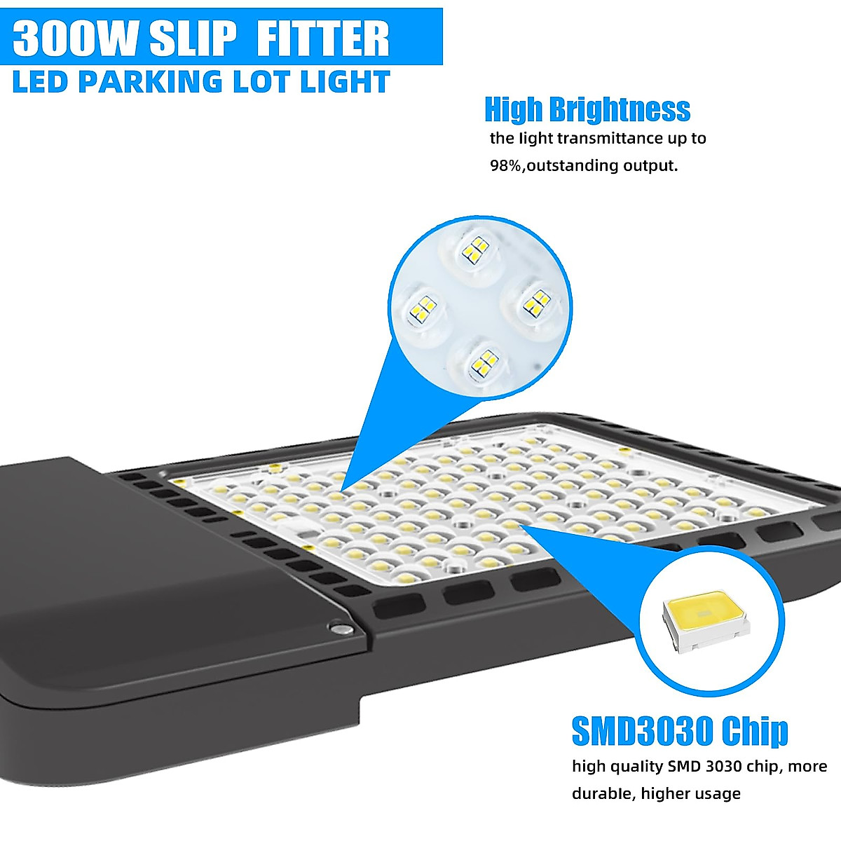 300W LED Parking Lot Light Outdoor, 39000LM 5000K Shoebox Light with Dusk to Dawn Photocell, Slip Fitter Commercial Street Pole Lighting, IP66 Waterproof Street Light for Yard|Roadway, ETL Listed