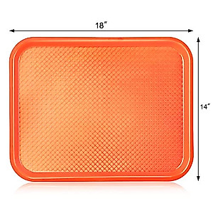 New Star Foodservice 24814 Orange Plastic Fast Food Tray, 14 by 18-Inch, Set of 12