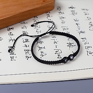 Heart Initial Bracelets 26 Letters Initial Charms Bracelet for Women Gifts A-Z Braided Bracelets Heart Link Handmade Rope Braided Adjustable Jewelry for Mom Daughter Birthday Jewelry Gift-C