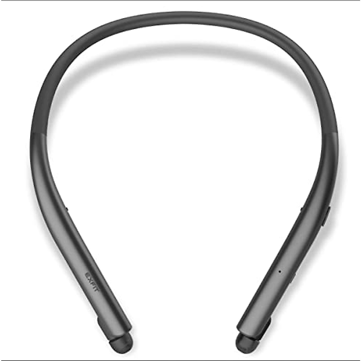 EXFIT BCS-700 | Wireless Bluetooth Headphone Neckband with Retractable Earbuds, Auto Answer on Earbud Pull for Office, Phone Call (Charcoal Black)