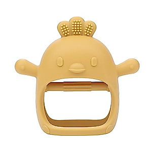 AIXMEET Baby Teething Toys,Silicone Baby Teether for Babies 0-6 Months, Mitten Teething Toy for Soothing Sore Gums, Never Drop Infant Hand Teether,Baby Chew Toys for Sucking Needs,Yellow