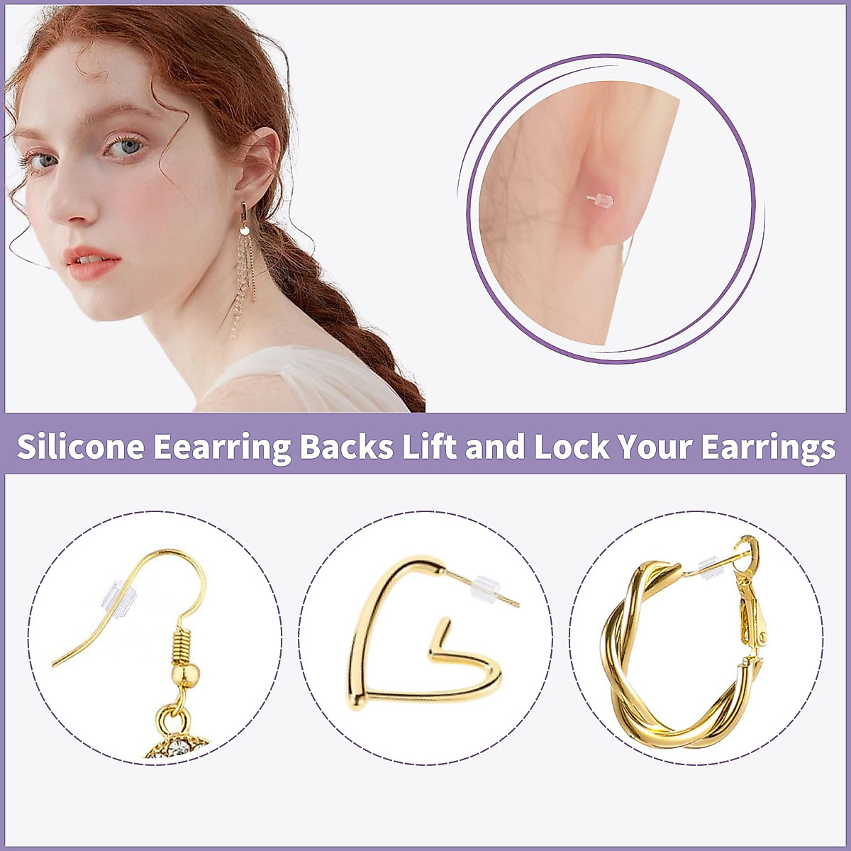 Silicone Earring Backs, 200PCS Soft Earring Stoppers, Clear Earring Backing Replacement for Stud Post Fishhook Earrings, Hypoallergenic