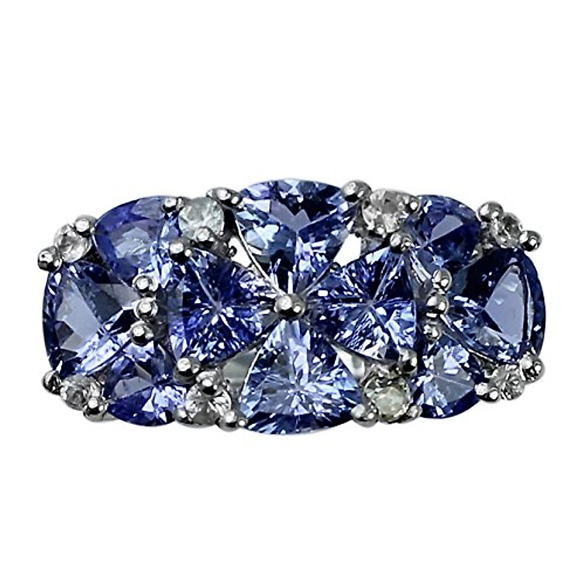 Carillon Tanzanite Trillion Shape Natural Non-Treated Gemstone 925 Sterling Silver Ring Engagement Jewelry for Women & Men