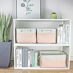 Yimi's Dream Foldable Storage Basket, [3-Pack] Storage Bin for Gifts Empty, Fabric Storage Baskets for Shelves with Handles, Pink Storage Bins for Organization (GlacierGrey & Pink, 15Lx11Wx8H inch)