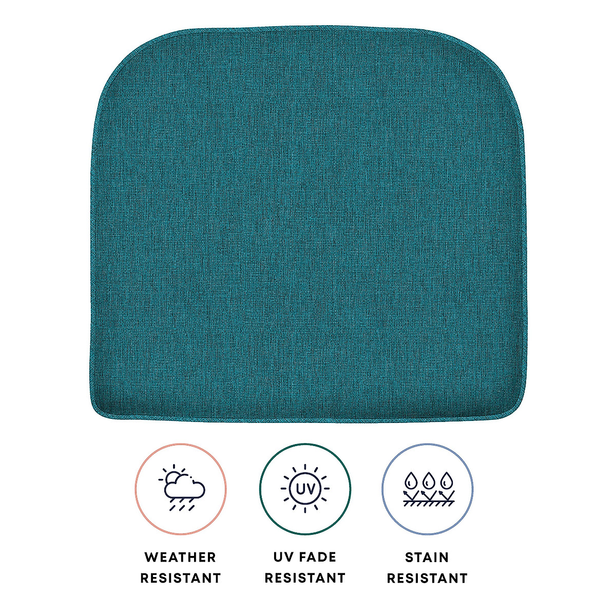 Honeycomb Indoor/Outdoor Textured Solid Teal Rounded Seat Cushion: Recycled Fiberfill, Weather Resistant, Comfortable and Stylish Pack of 2 Patio Cushions: 21” W x 18.5” D x 2.5” T