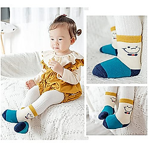 Fly love Toddler Winter Socks Kids Wool Hiking Socks Boys Girls Warm Thick Cotton Boot Crew Socks 5pairs (1-2 Year, Style C (4 Pairs))