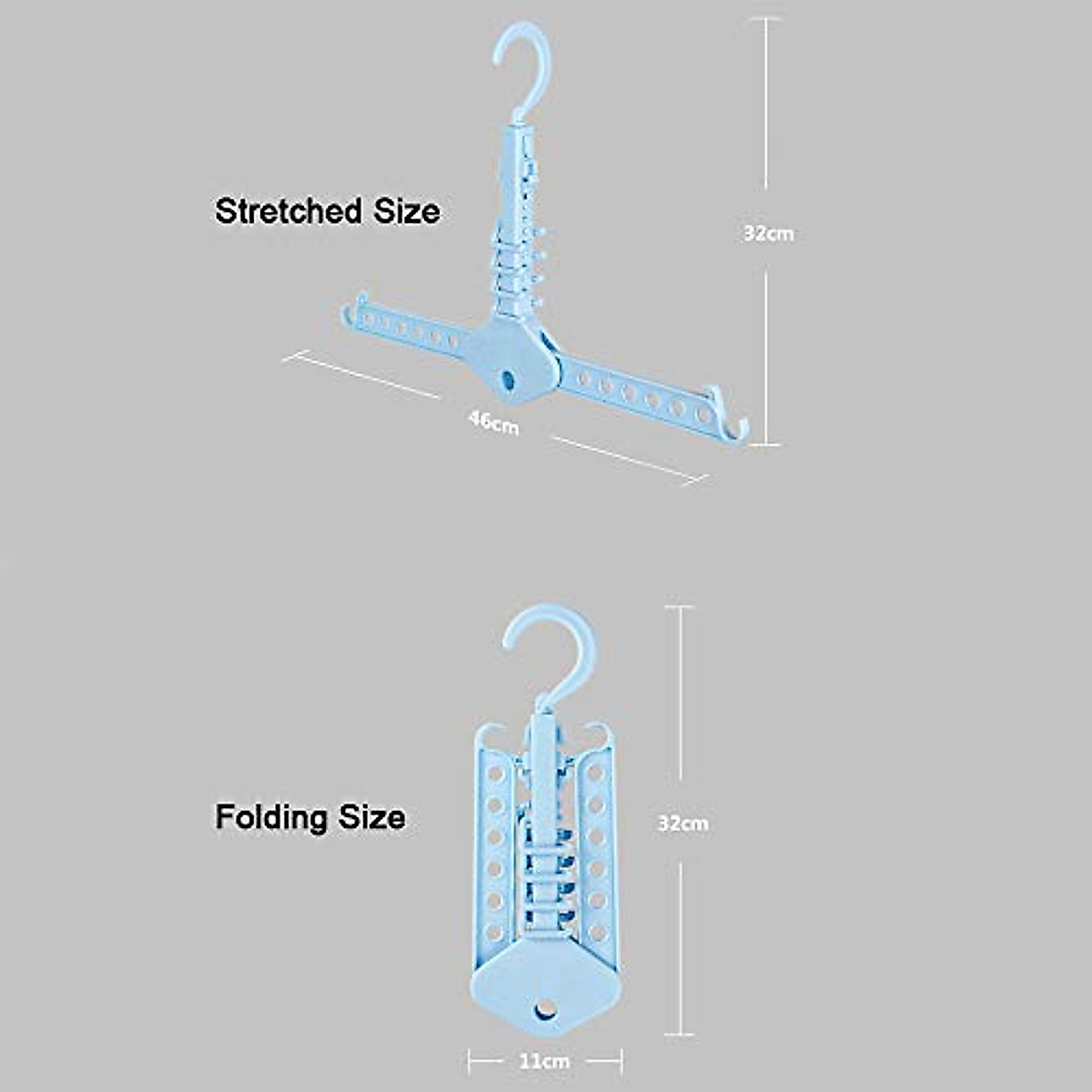 ONEYUE Magic Clothes Hangers, Foldable Dual Hanger Closet Organizer Space Saving Hangers for Clothes Shirts Sweaters Coat Drying Rack (Blue)