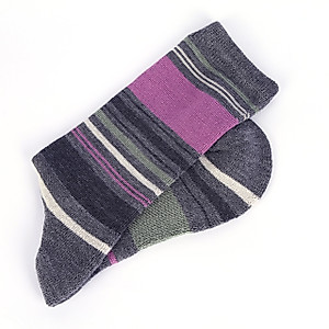 EnerWear 4 Pack Women's Merino Wool Outdoor Hiking Trail Crew Sock (US Shoe Size 4-10,Violet/Gray/Multi)
