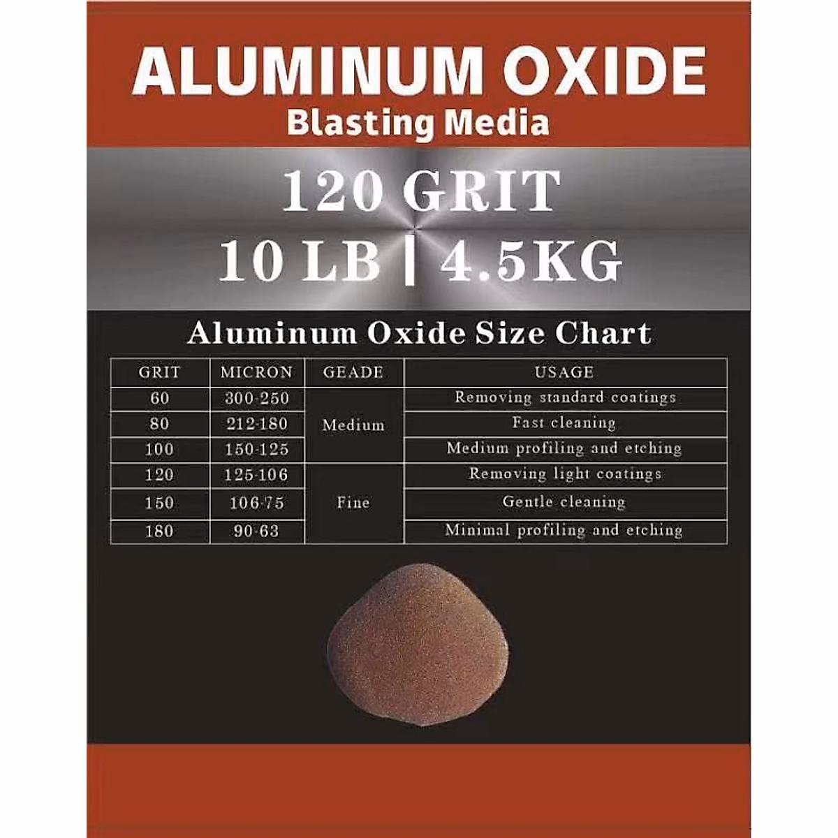 Aluminum Oxide - 10 LBS - Medium to Fine Sand Blasting Abrasive Media for Blasting Cabinet or Blasting Guns. #120 GRIT